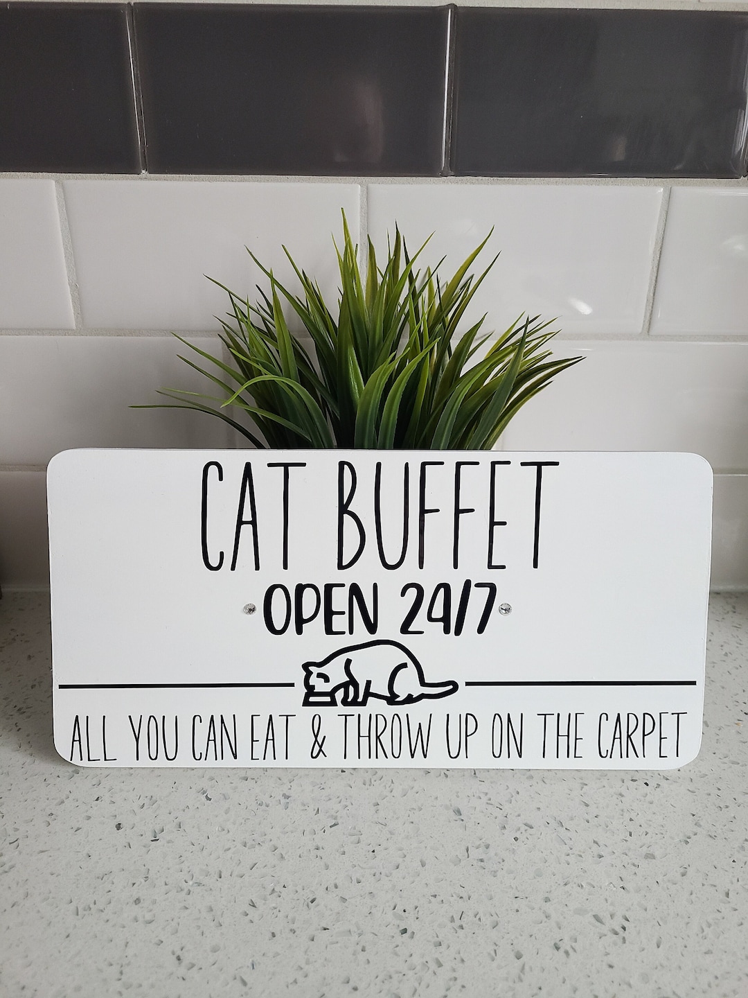 Wood Cat Buffet Sign, Cat Food Area Decor, Funny Cat Sign, All You Can ...