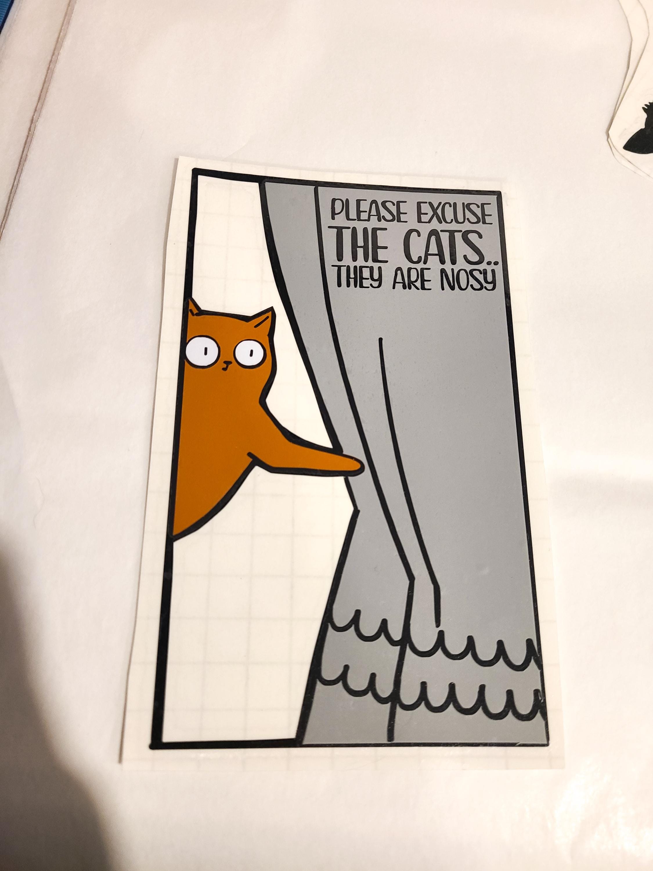 Funny Cat Window Decal, Nosy Curious Cat Window Cling, Peeking Cat ...