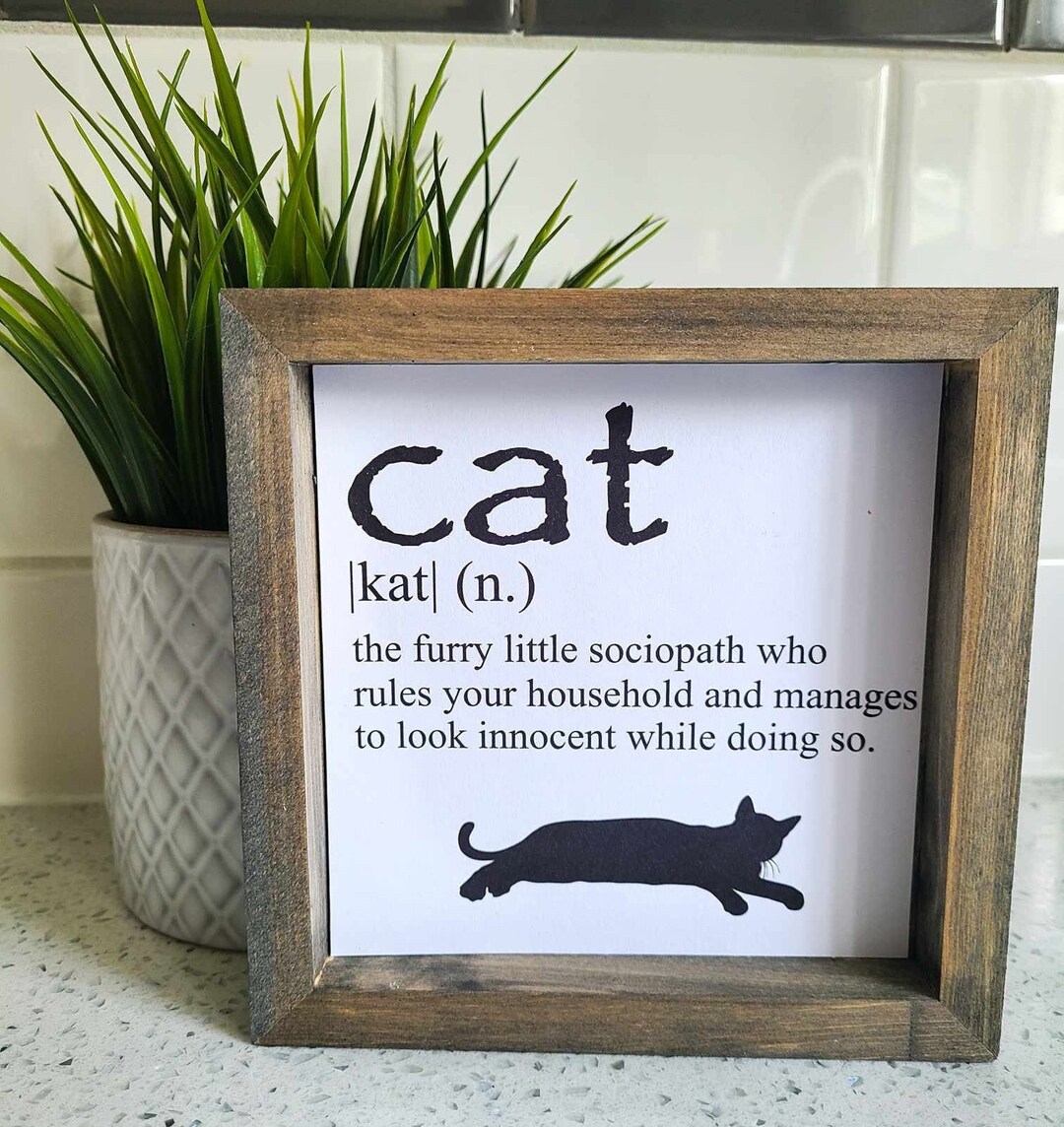 Cat Definition Wood Sign, Stained Wood Cat Sign, Cat Themed Decorations ...