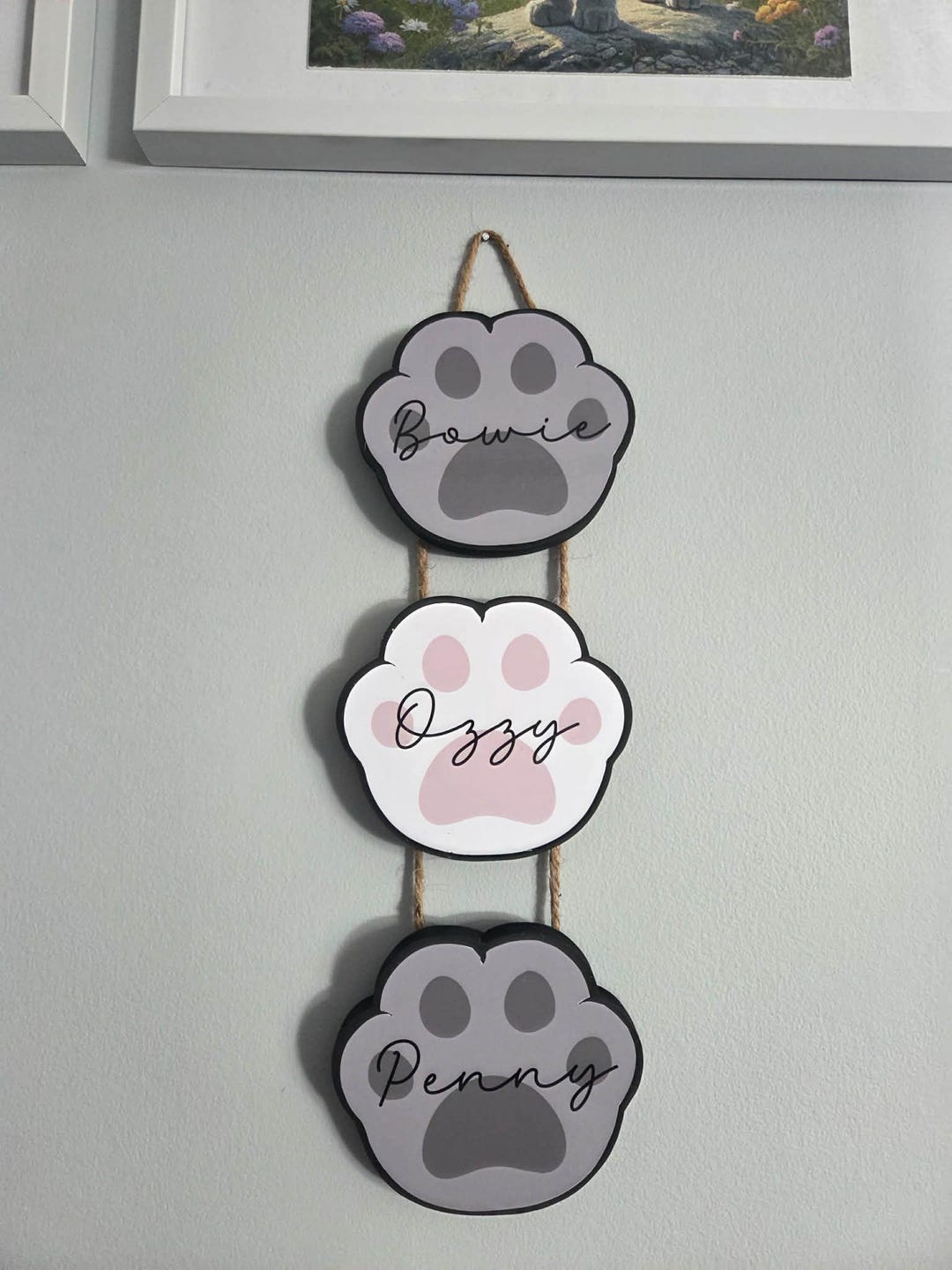 Personalized Pet Paw Print Name Sign, Multi-pet Hanging Sign, Cat ...