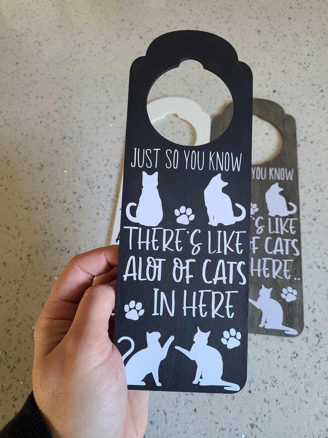 There's Like A Lot of Cats in Here Door Knob Hanger, Cat Door Hanger ...