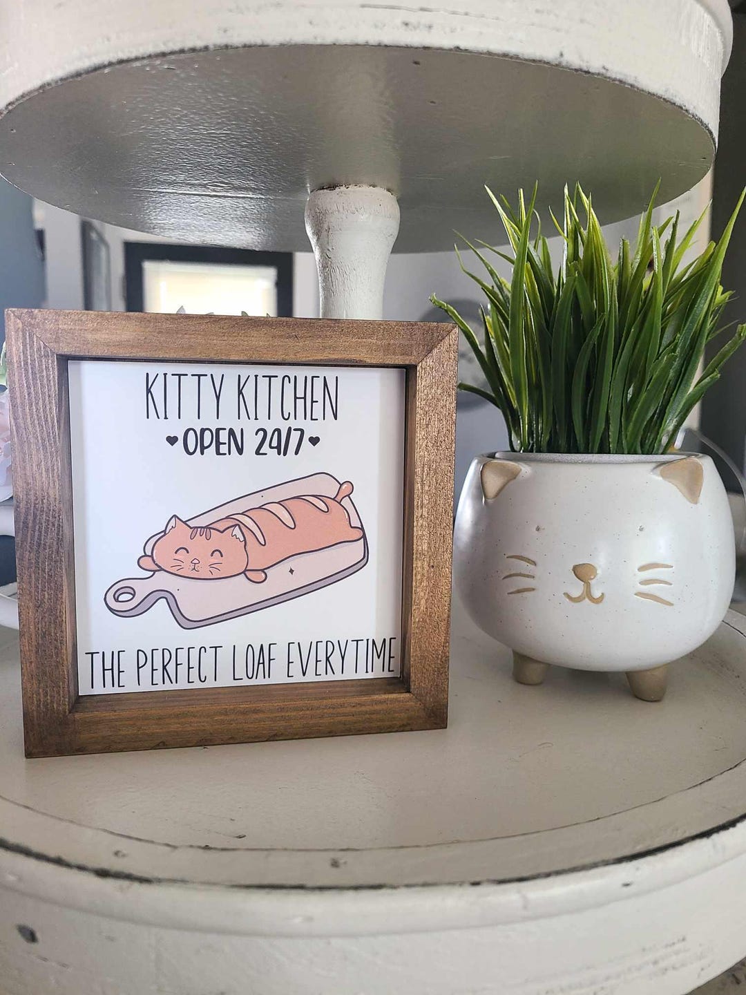 Kitty Kitchen Open 24/7, Cat Loaf Sign, Cat Kitchen Sign, Cat Bakery ...