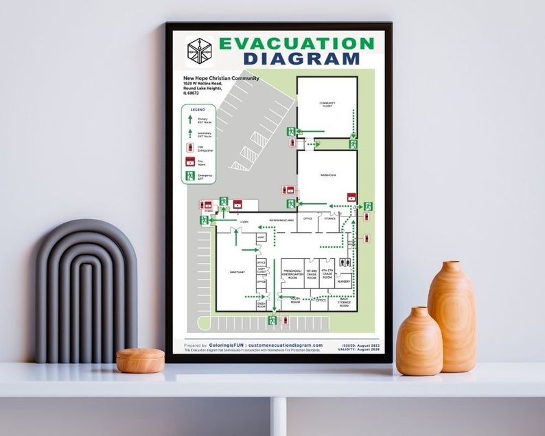 Evacuation Diagram Fire Scape Printable Complete Property Diagram for Ms.christine - Etsy
