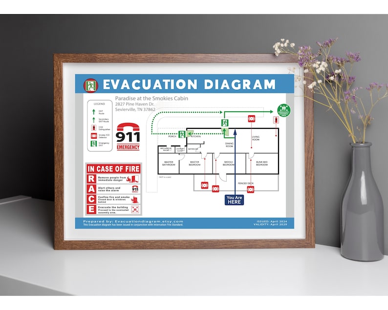 Evacuation Diagram Fire Escape Downloadable PDF Evacuate Map - Etsy