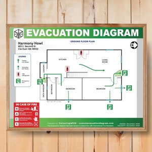 Evacuation Diagram Fire Escape Downloadable PDF Evacuate Map - Etsy