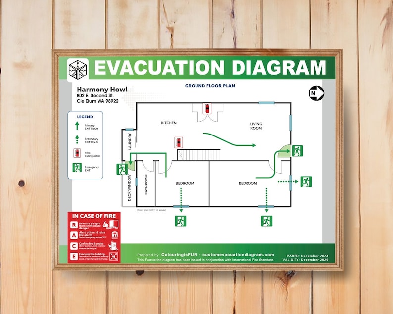 Evacuation Diagram Fire Escape Downloadable PDF Evacuate Map - Etsy
