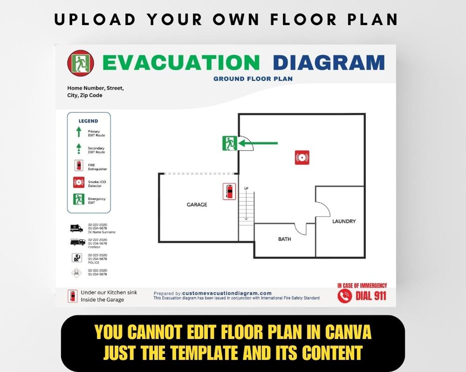 Evacuation Plan Fire Escape Downloadable Editable Templates in Canva ...