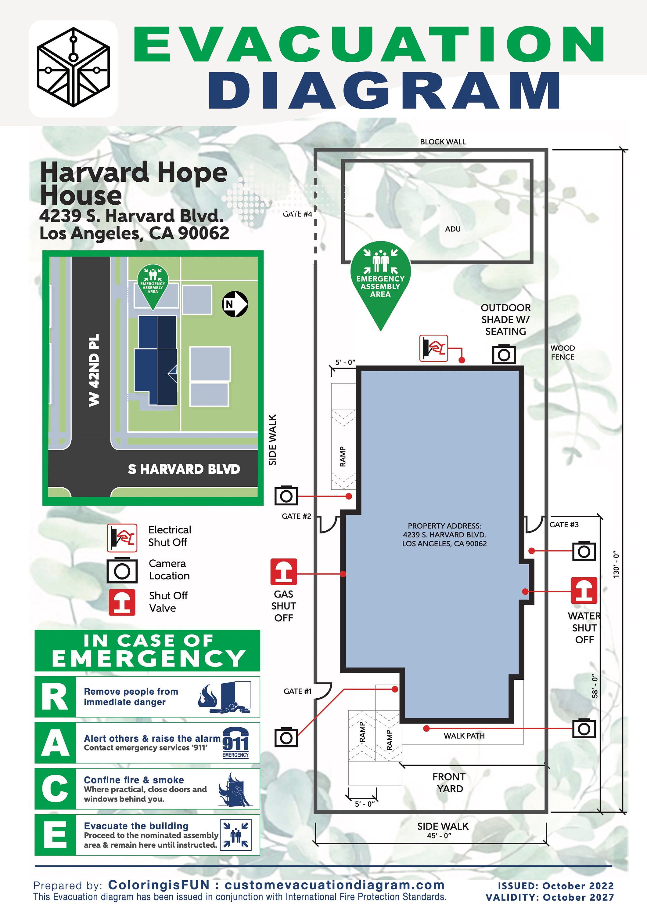 Evacuation Diagram Fire Scape Printable Complete Property Diagram for ...