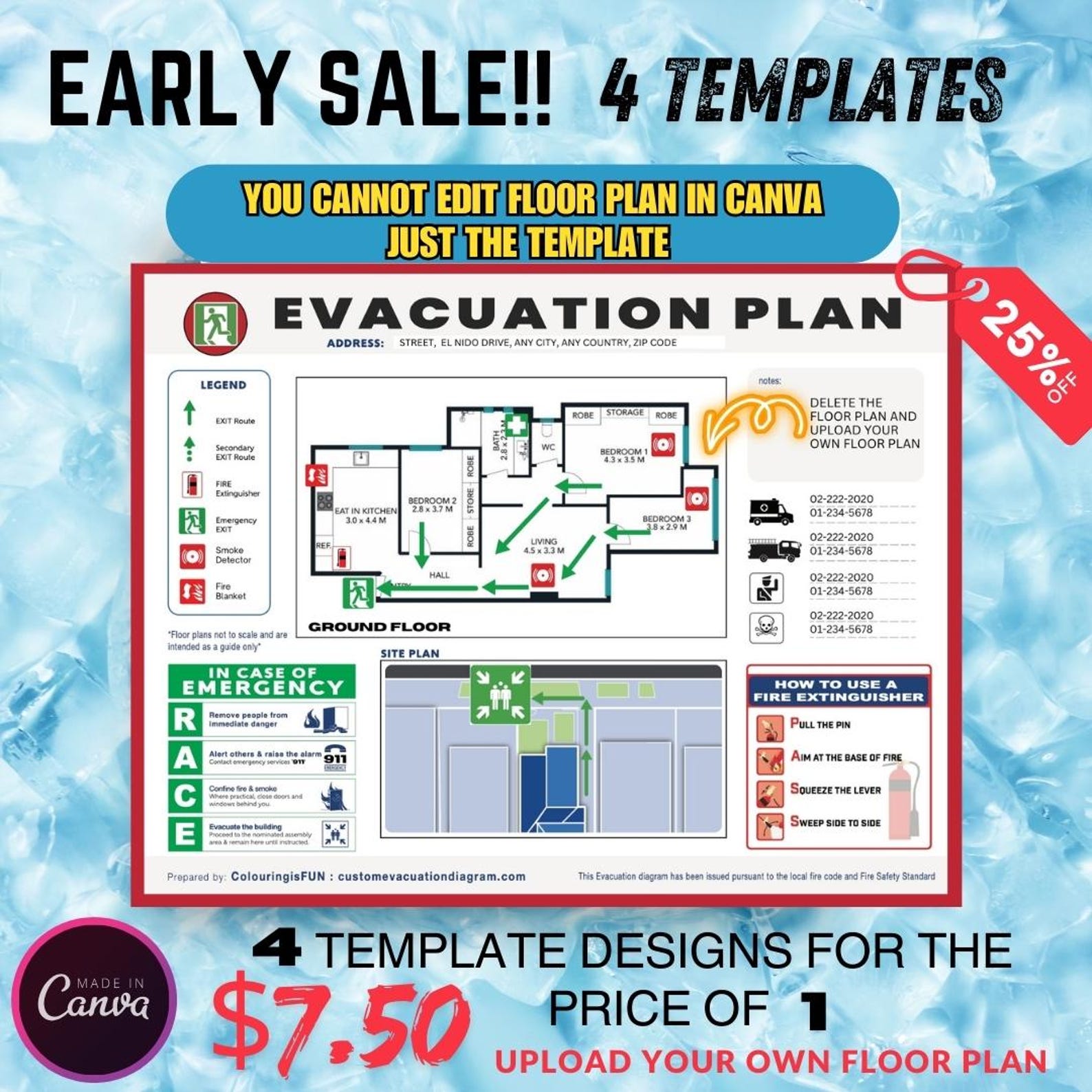 Evacuation Plan Fire Escape Downloadable Editable Templates in Canva ...