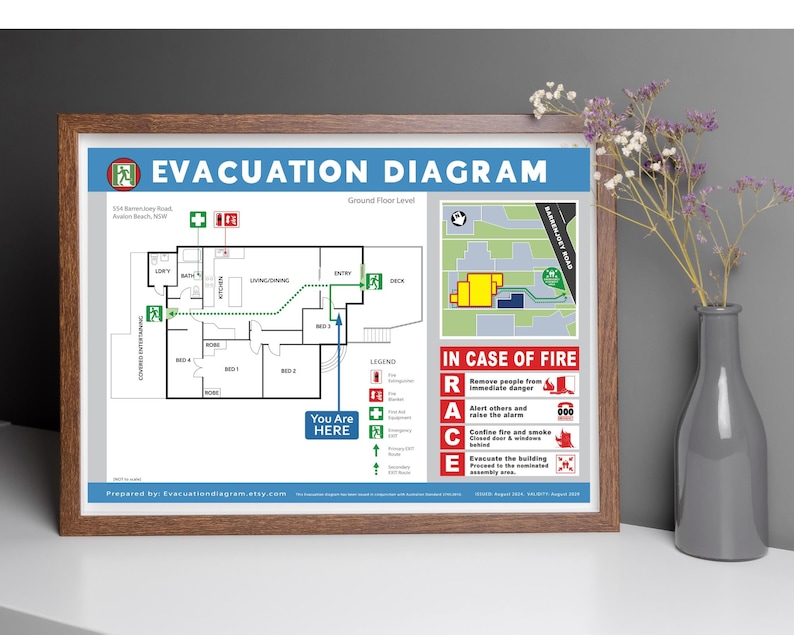 Evacuation Diagram Fire Scape Downloadable Pdf Printable - Australian ...