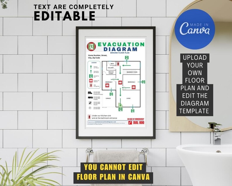 Evacuation Diagram Fire Escape Downloadable Editable in Canva ...
