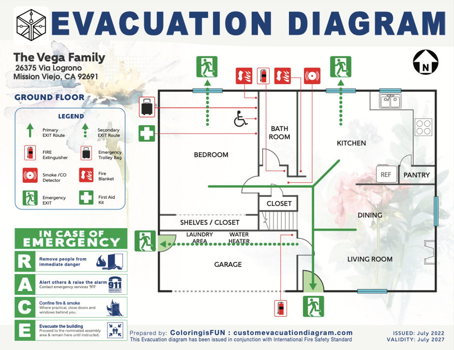 Fire Escape Evacuation Diagram Downloadable Printable Fire Plan - Etsy