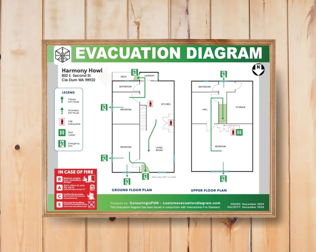 Evacuation Diagram Fire Escape Downloadable PDF Evacuate Map - Etsy