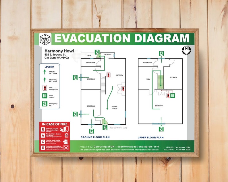 Evacuation Diagram Fire Escape Downloadable PDF Evacuate Map - Etsy