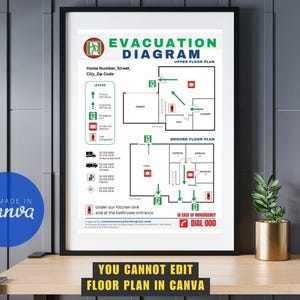 Evacuation Diagram Fire Escape Downloadable Editable in Canva ...