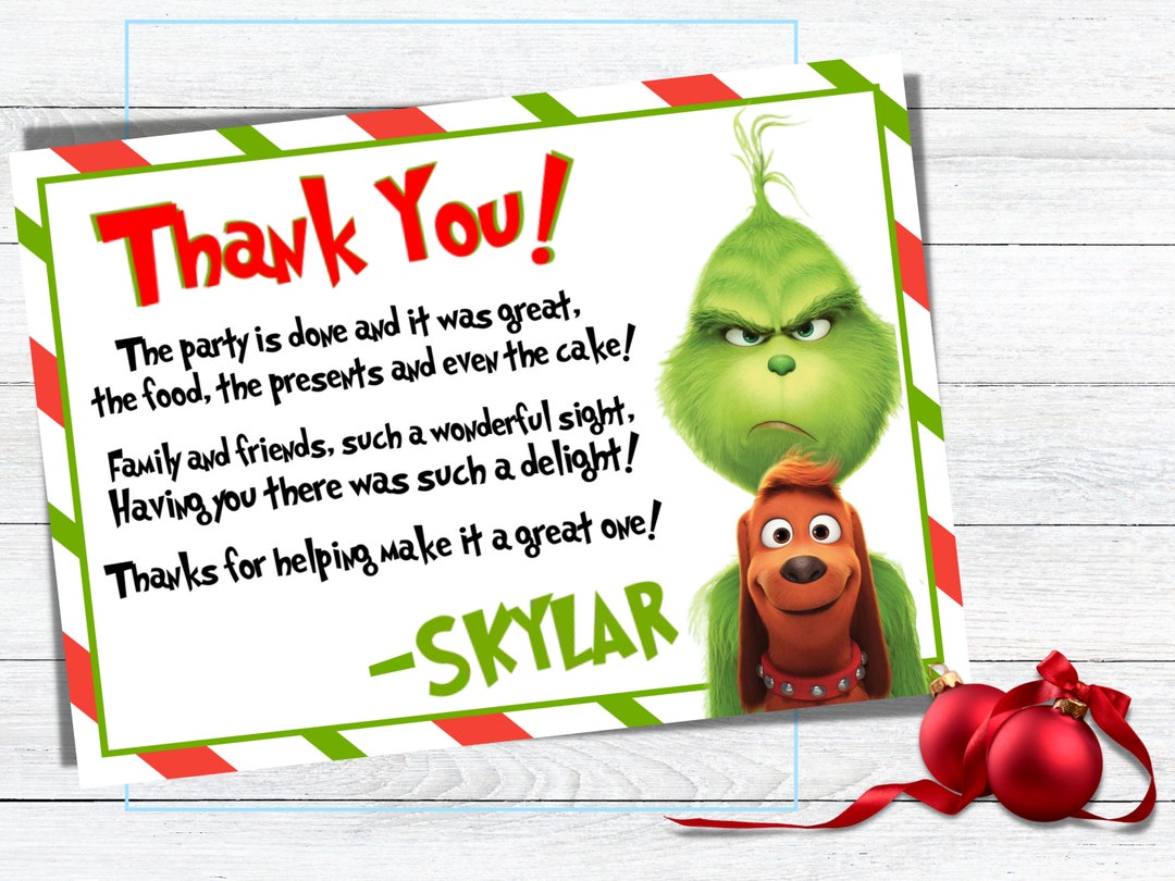 Grinch Danke Karte, Weihnachten Geburtstag, Grinch Geburtstag Danke ...
