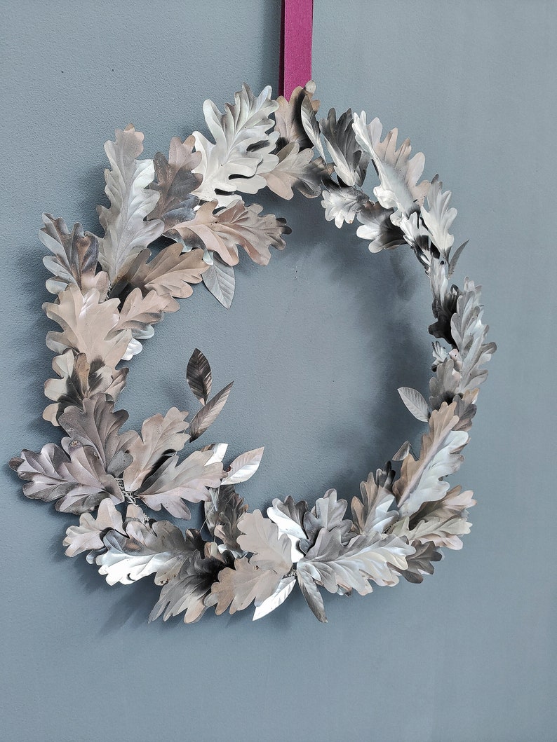 Christmas Irish Oak Silver Steel Wreath, Year Round Wreath, Festive ...