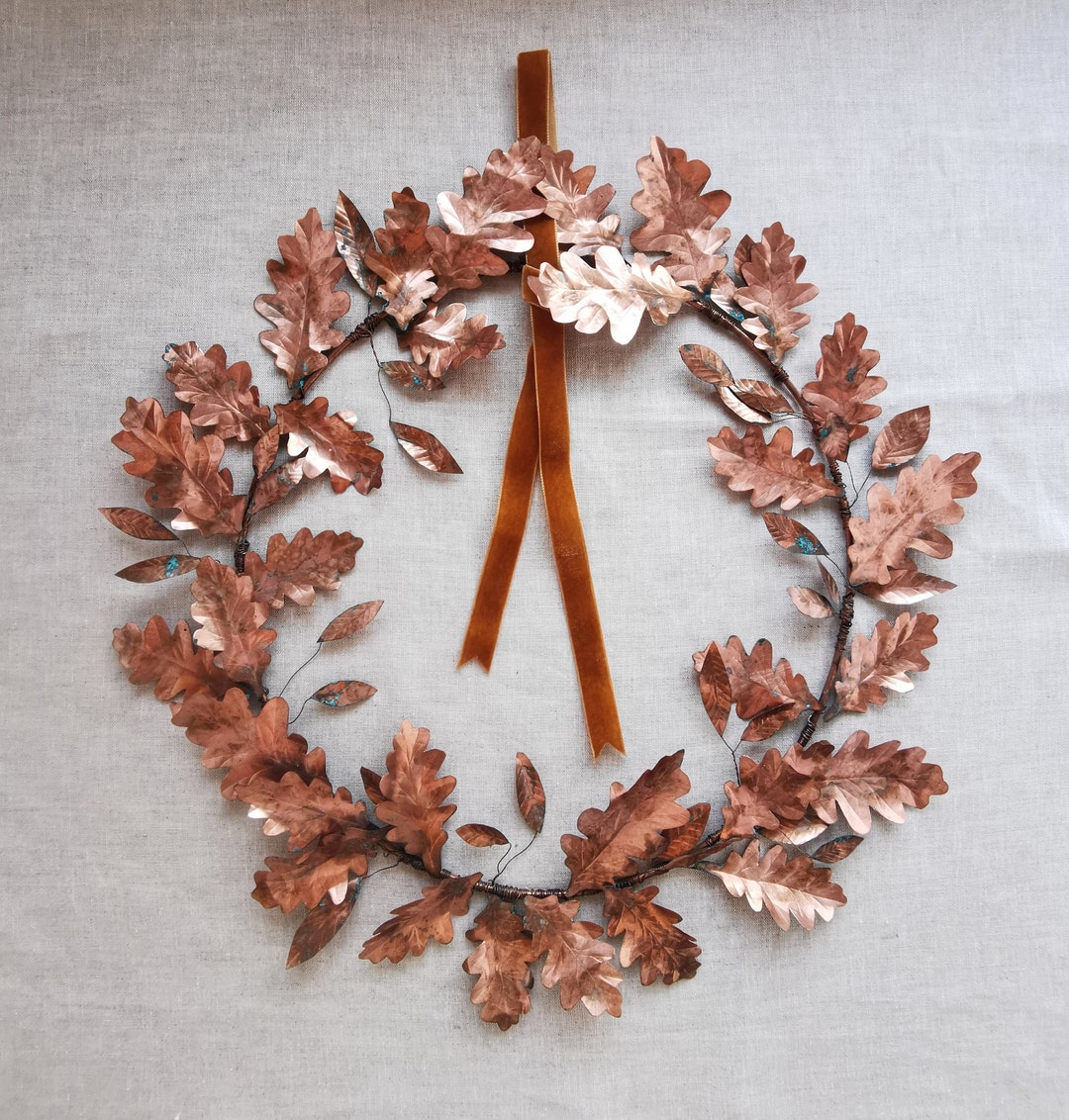 Irish Oak Copper Wreath, Holiday Wreath, All Season Wreath, Handcrafted ...