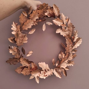 Handcrafted Copper Oak Leaf Wreath: All Season Metal Decor - Etsy