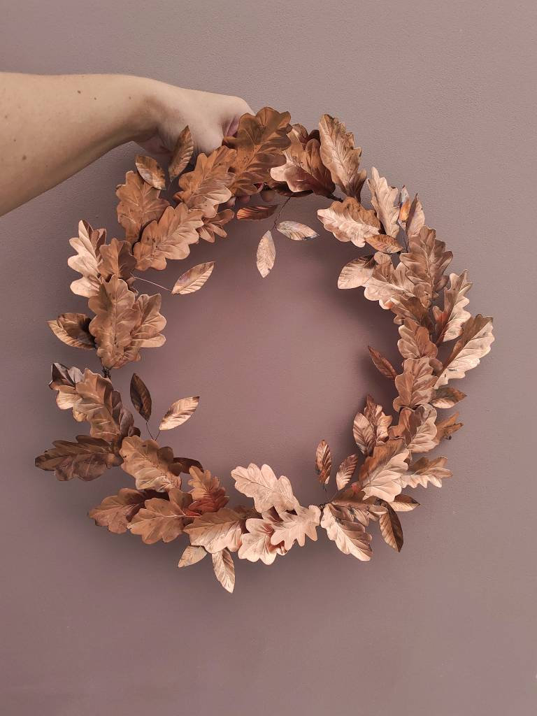 Handcrafted Copper Oak Leaf Wreath: All Season Metal Decor - Etsy