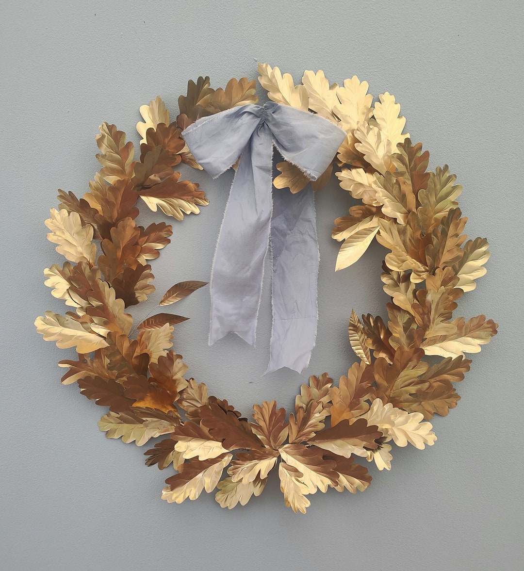 Extra Large Brass Irish Oak Wreath, Forever Wreath, Year Round Brass ...