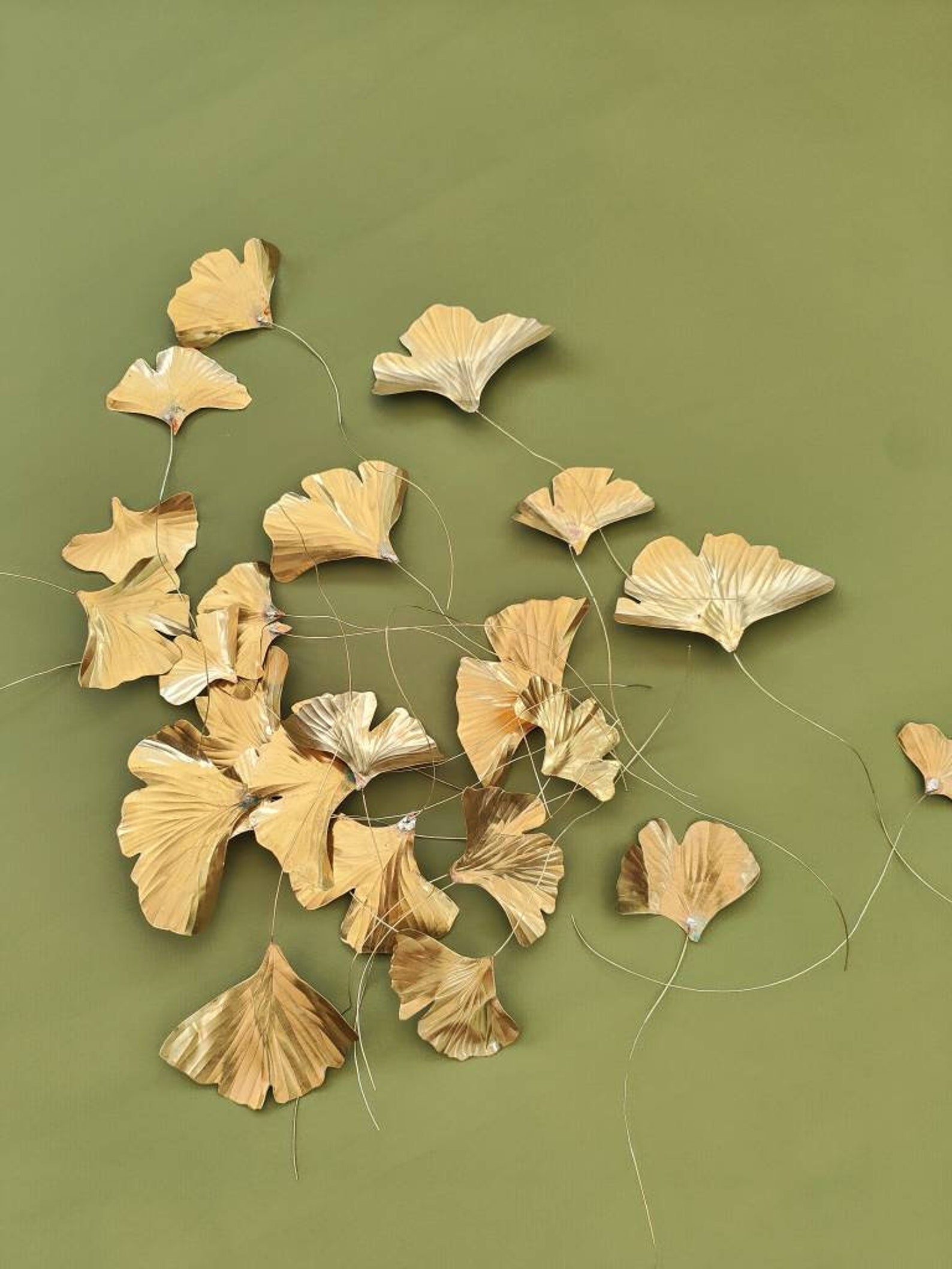 Brass Gingko Biloba Pearl All Season Wreath, Metal Wreath, Winter ...