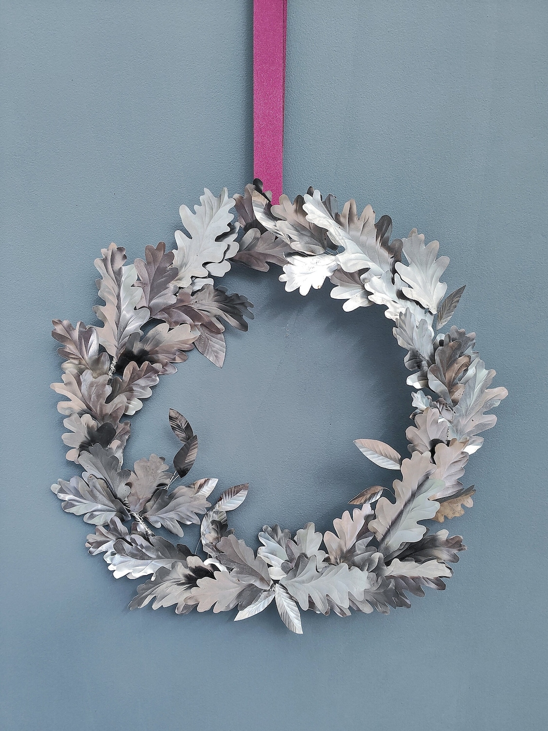 Christmas Irish Oak Silver Steel Wreath, Year Round Wreath, Festive ...