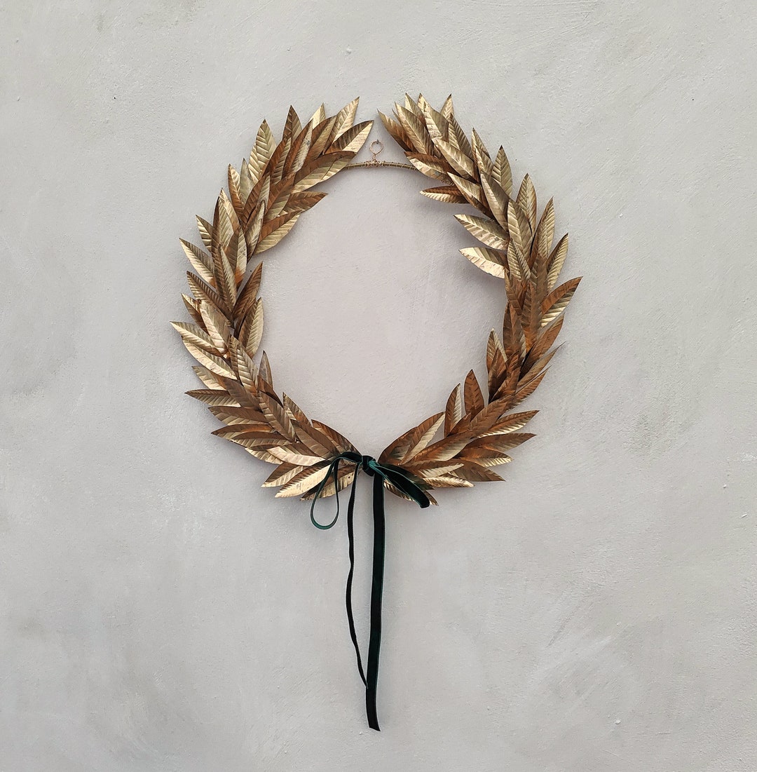 Handcrafted Brass Laurel Wreath: All-season Gold Metal Wall Art - Etsy