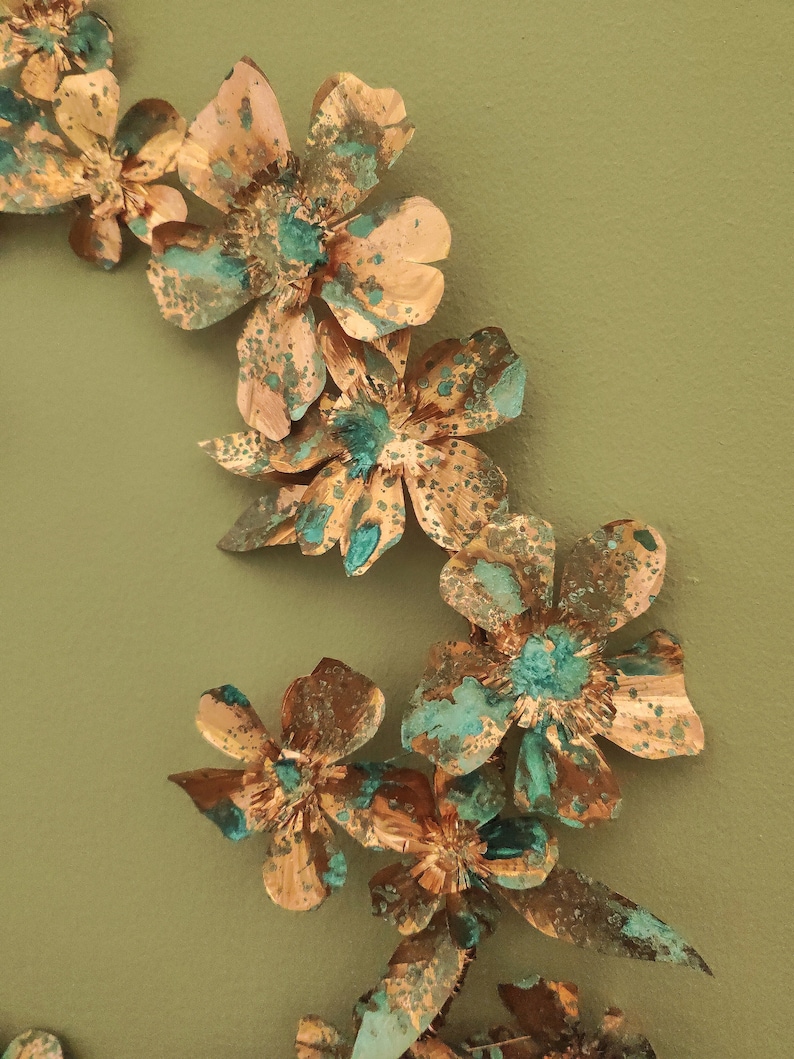 Verdigris Copper Anemone Wreath: Handmade Forever Flower Door Hanging ...