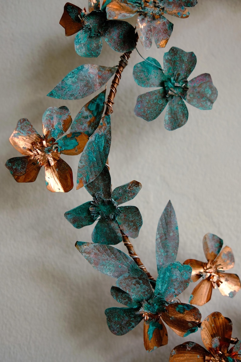 Verdigris Copper Anemone Wreath: Handmade Forever Flower Door Hanging ...