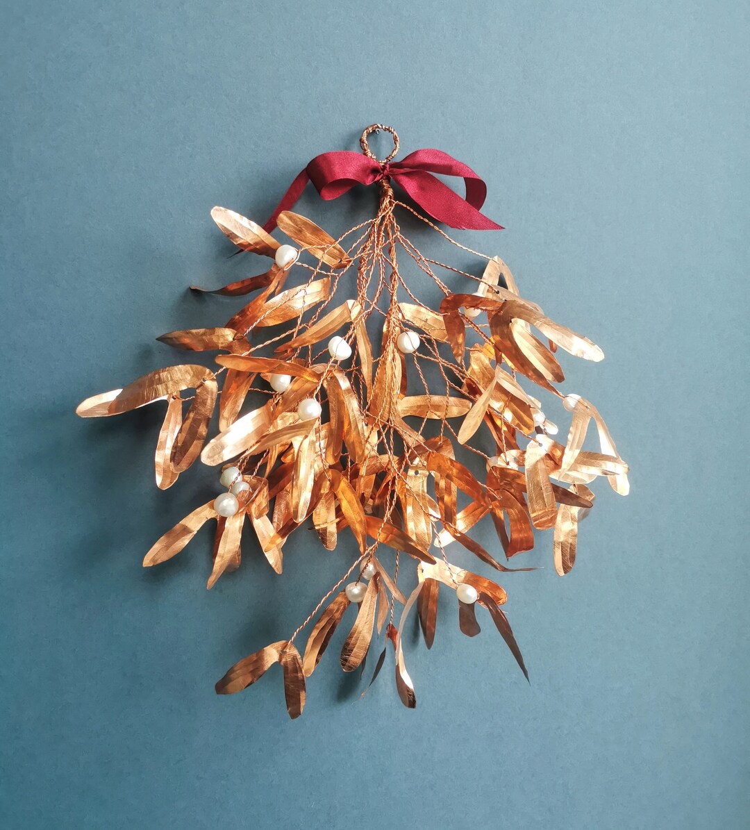 Silk Pearl Copper Christmas Mistletoe Bunch Mistletoe - Etsy