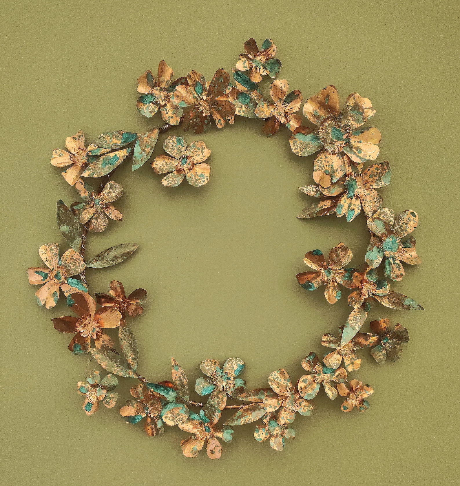 Verdigris Copper Anemone Wreath: Handmade Forever Flower Door Hanging ...
