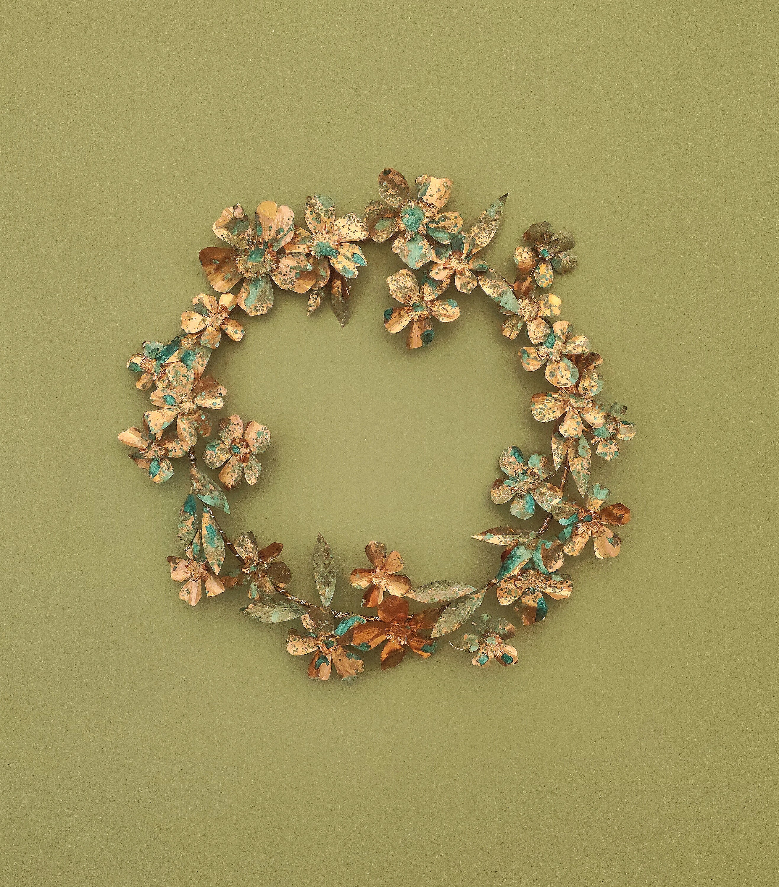 Verdigris Copper Anemone Wreath: Handmade Forever Flower Door Hanging ...