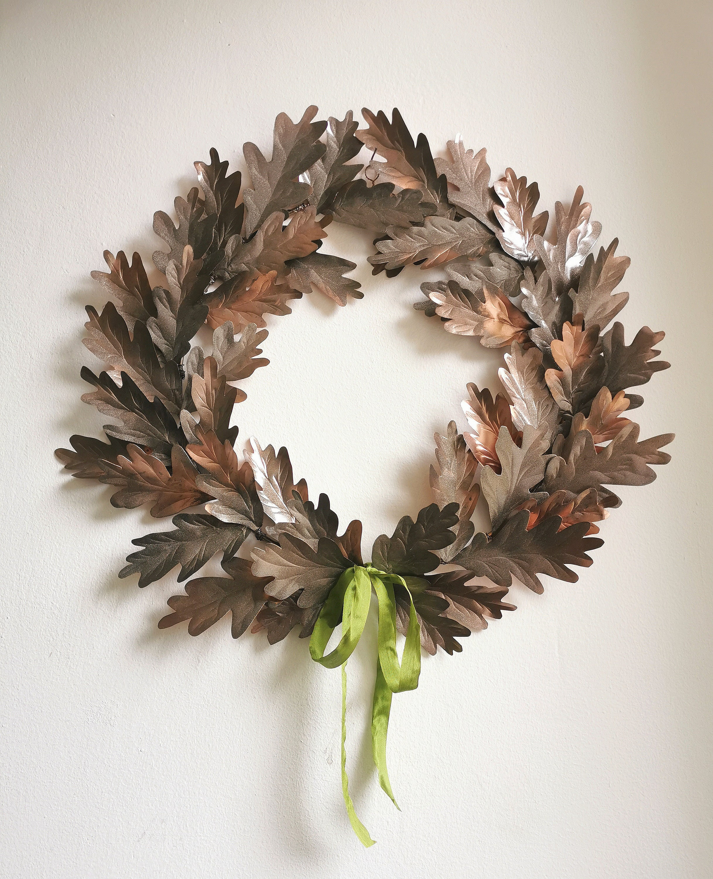 Handcrafted Copper Oak Leaf Wreath: Rubbed Bronze Finish, Forever ...