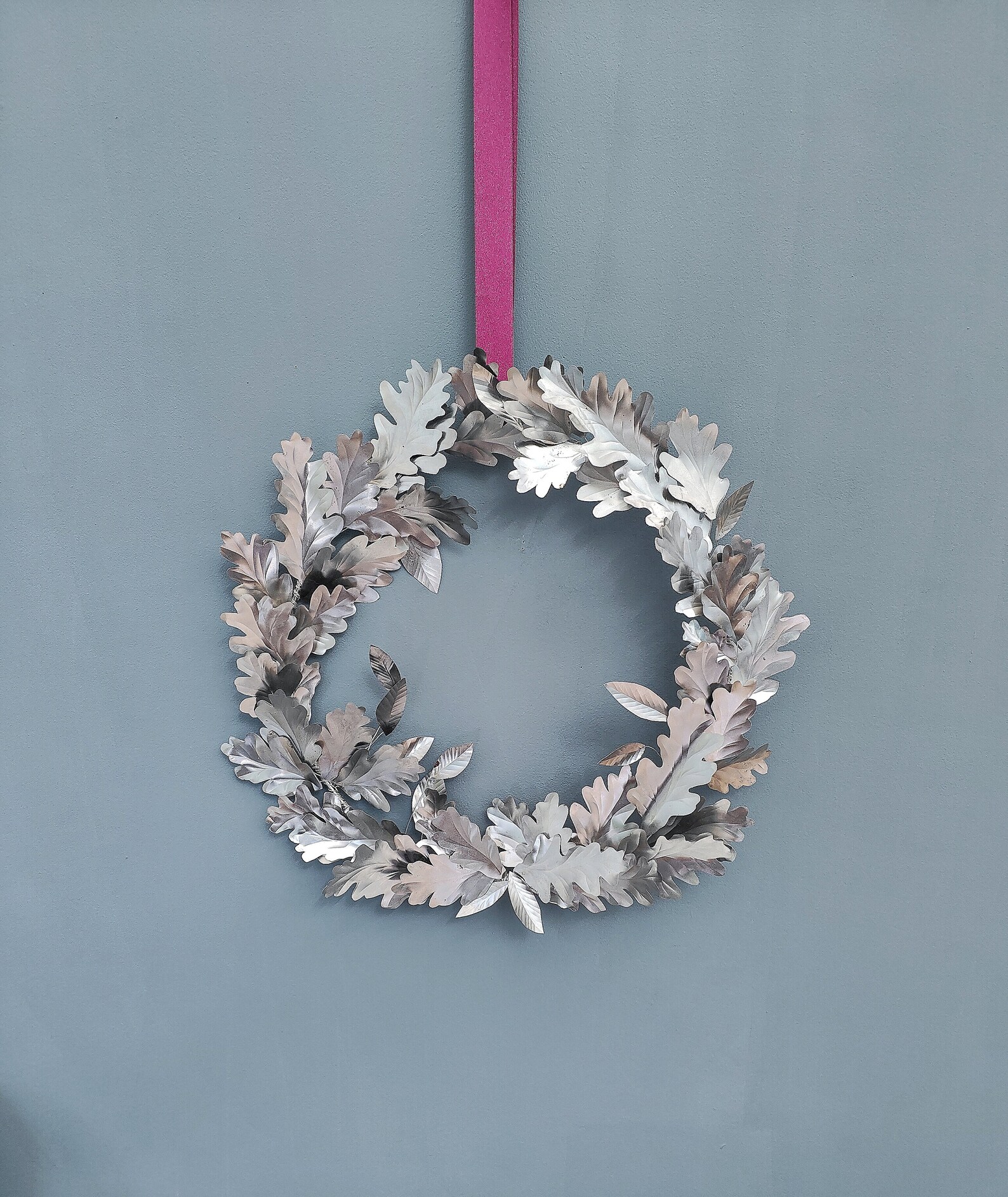 Christmas Irish Oak Silver Steel Wreath, Year Round Wreath, Festive ...