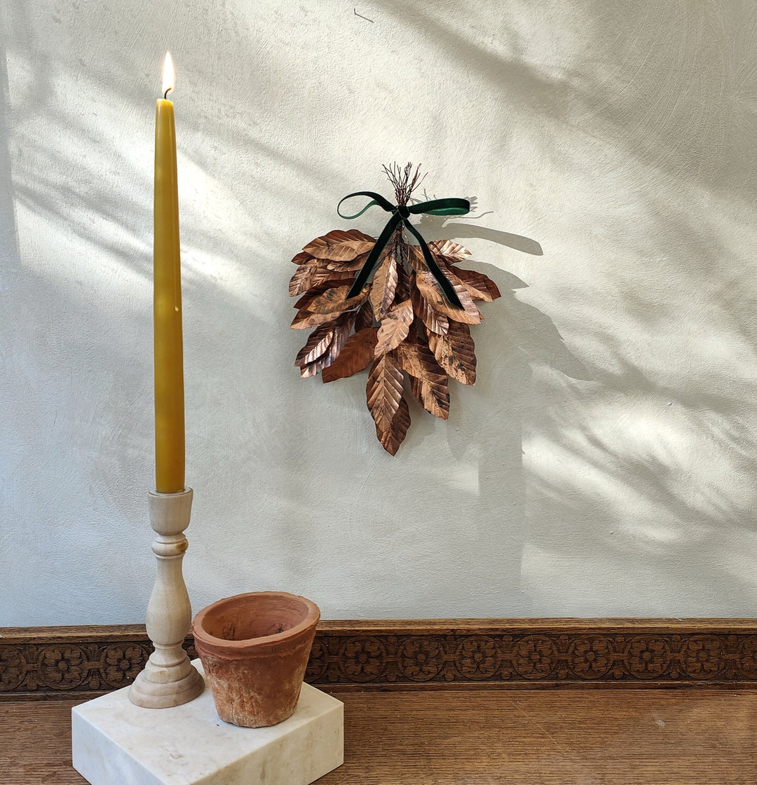 Handcrafted Copper Laurel Wreath Door Hanger: Autumnal Metal Wall Art ...