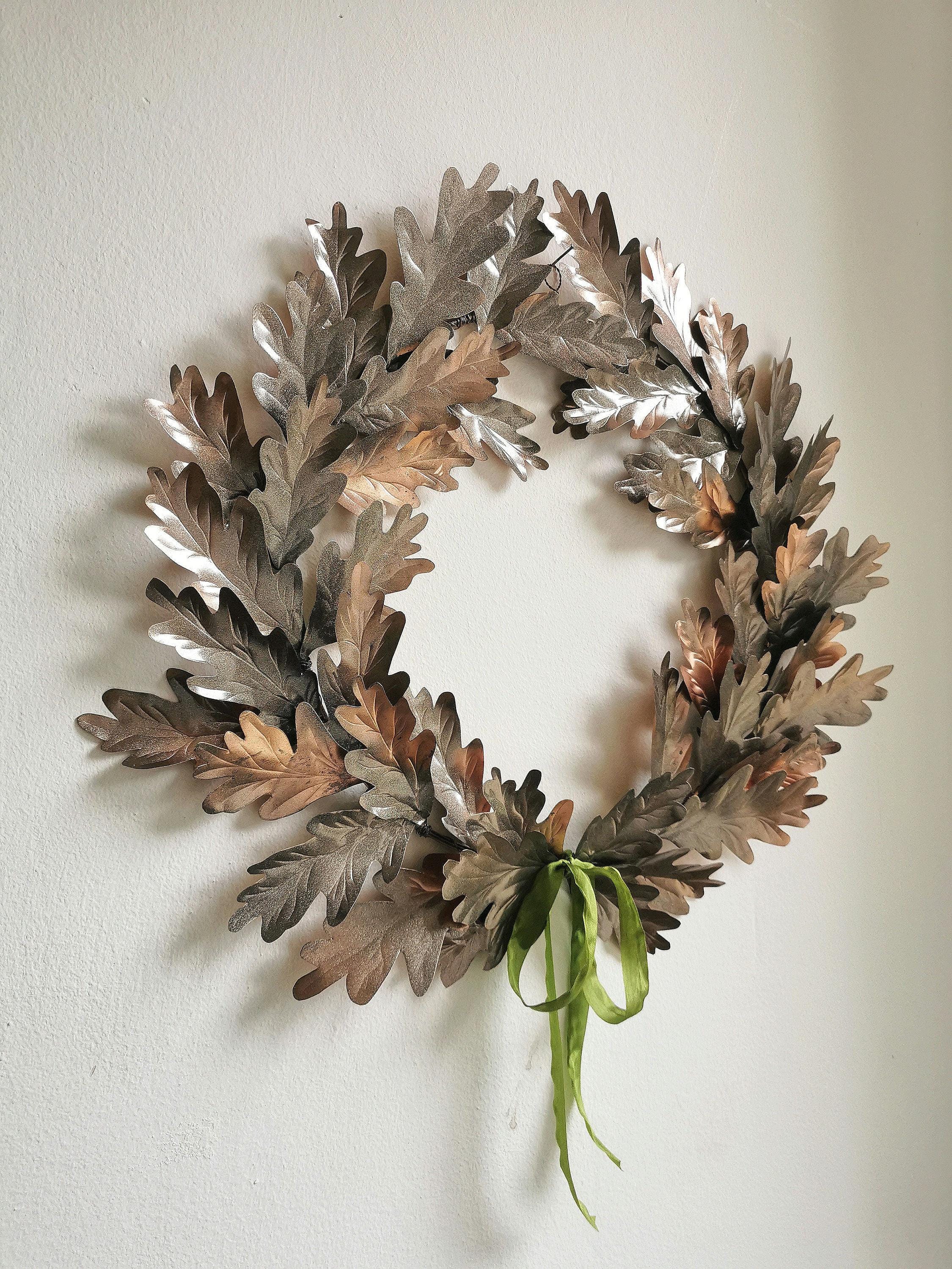 Handcrafted Copper Oak Leaf Wreath: Rubbed Bronze Finish, Forever ...