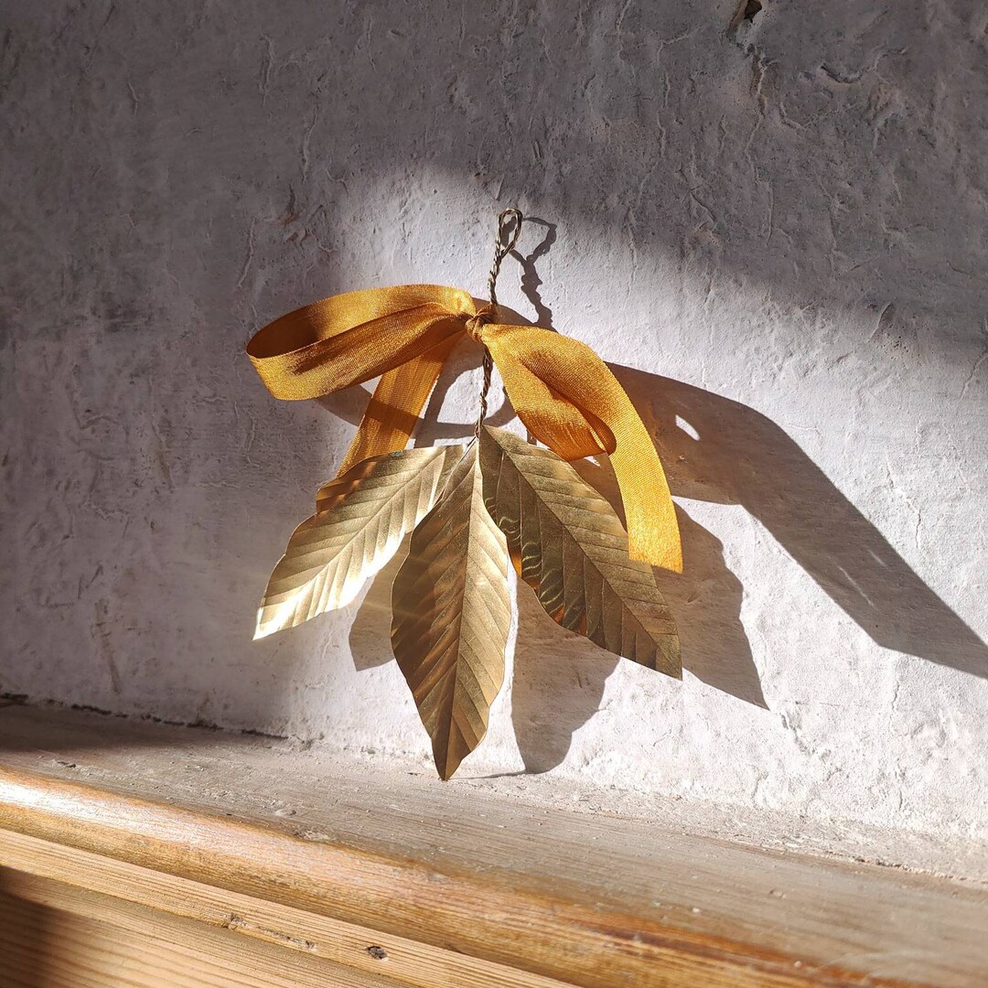 Brass Laurel Leaf Suncatcher, Metal Suncatcher, Window Suncatcher, Leaf ...