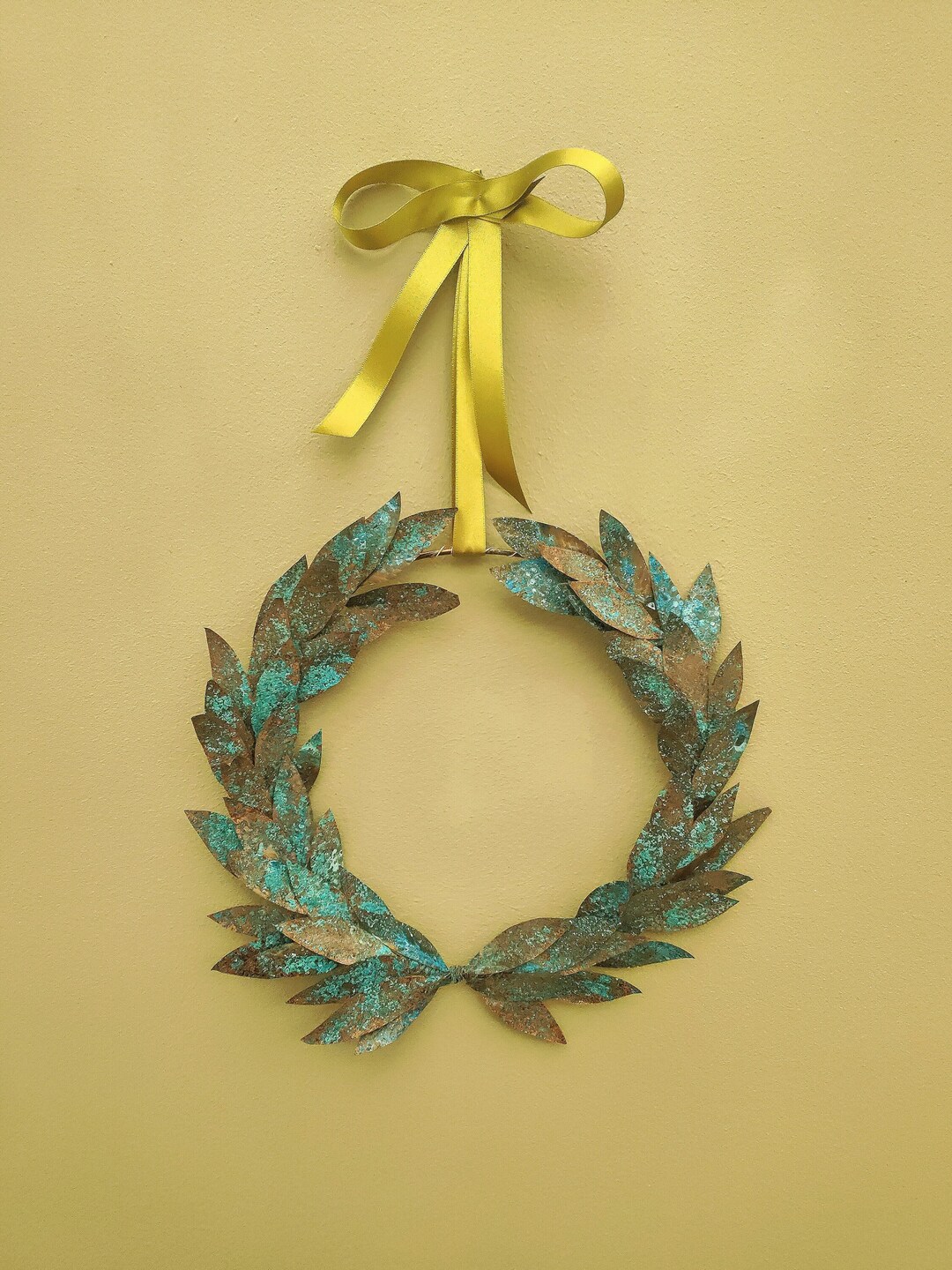 French Style Aged Verdigris Copper Laurel Wreath, Metal Wreath, Laurel ...