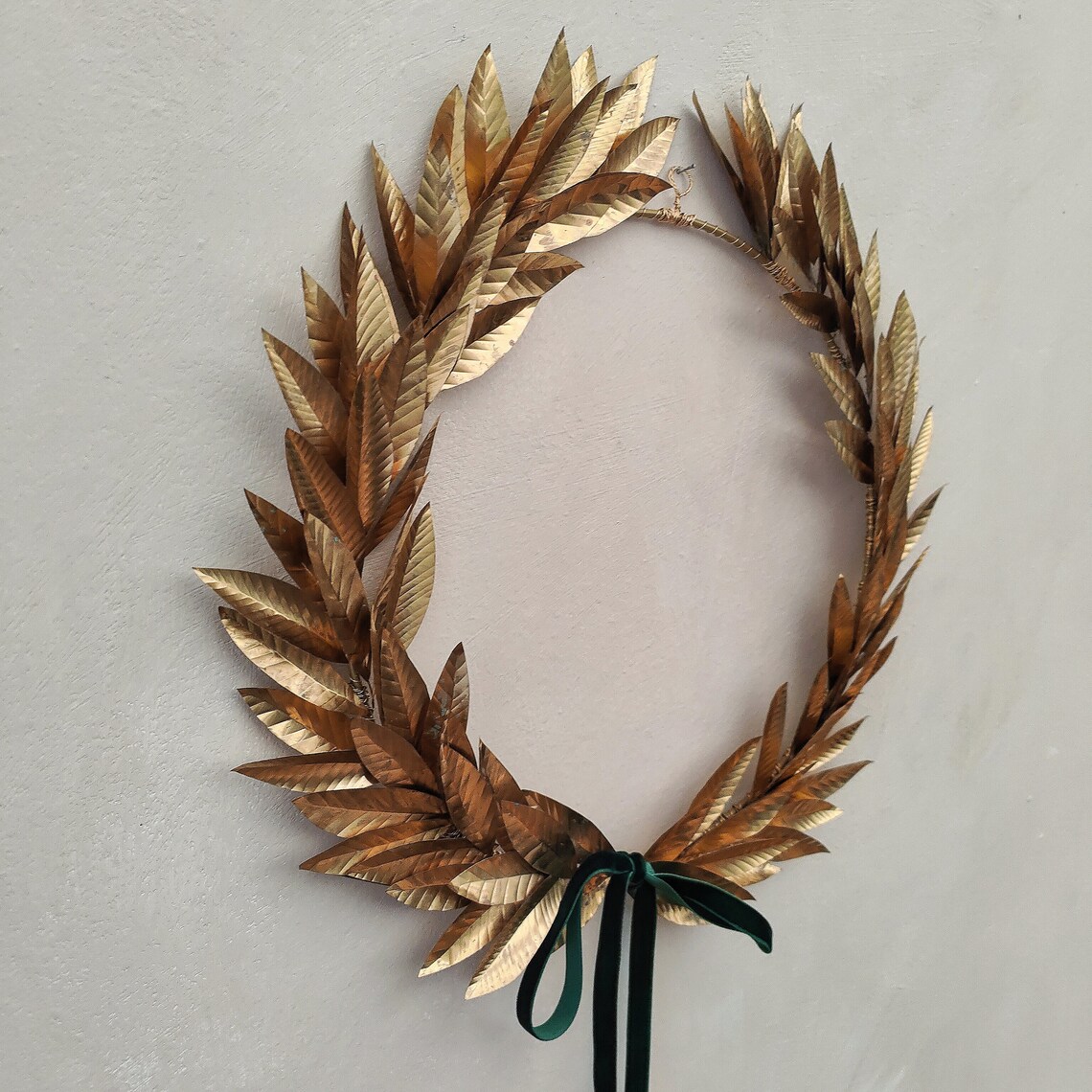 Handcrafted Brass Laurel Wreath: All-season Gold Metal Wall Art - Etsy