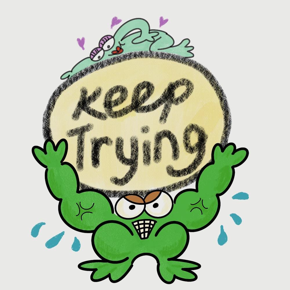 Never Give up Frog Cartoon, Funny, Kid, Motivation, Fighting, Cute ...