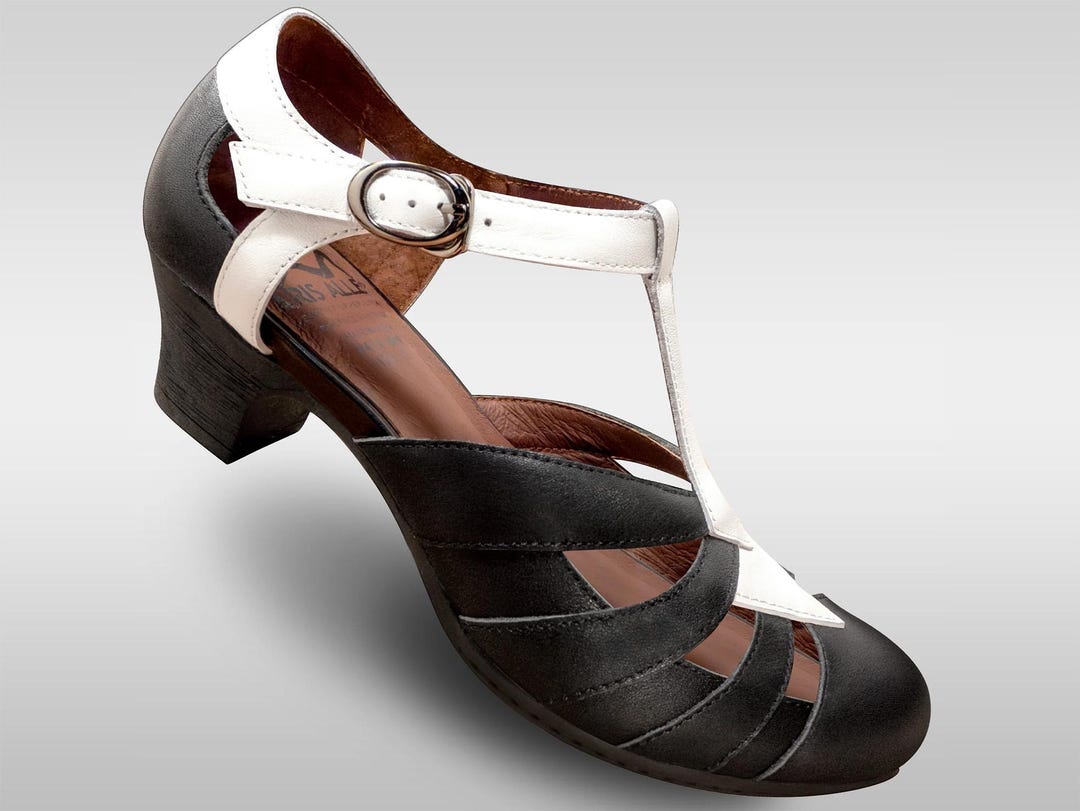 Aris Allen Black and White T-strap Dance Shoes - Etsy