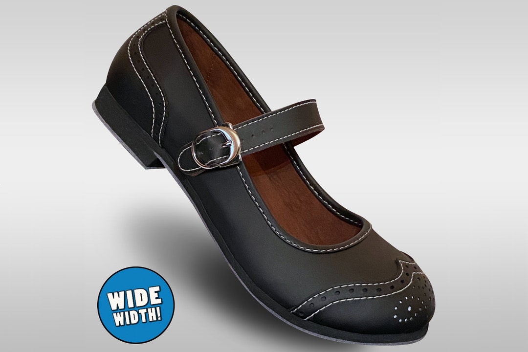 Wide Aris Allen Black Snub Toe Mary Jane Wingtip Dance Shoes - Etsy