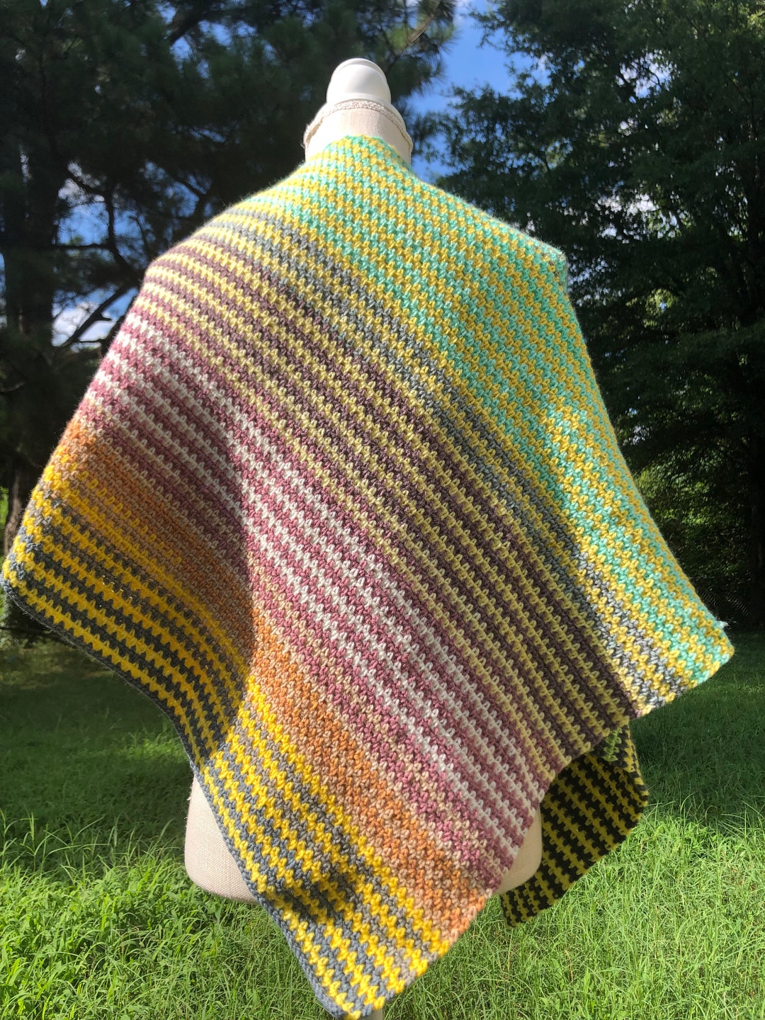 Asymmetrical Crochet Shawl Pastel Neutral Windsurfer Shawl - Etsy