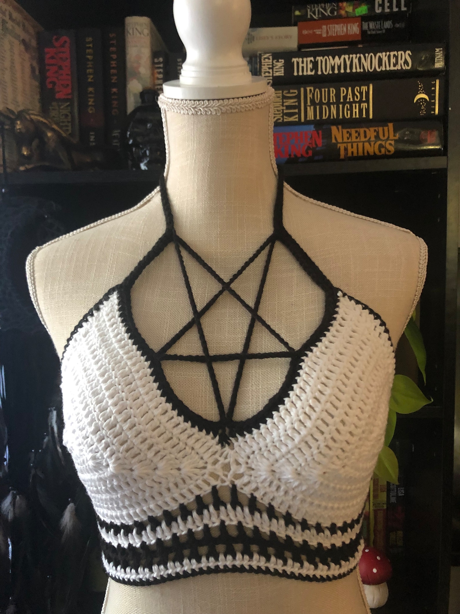 White and Black Crochet Pentagram Crop Top 100% Cotton MADE TO ORDER - Etsy