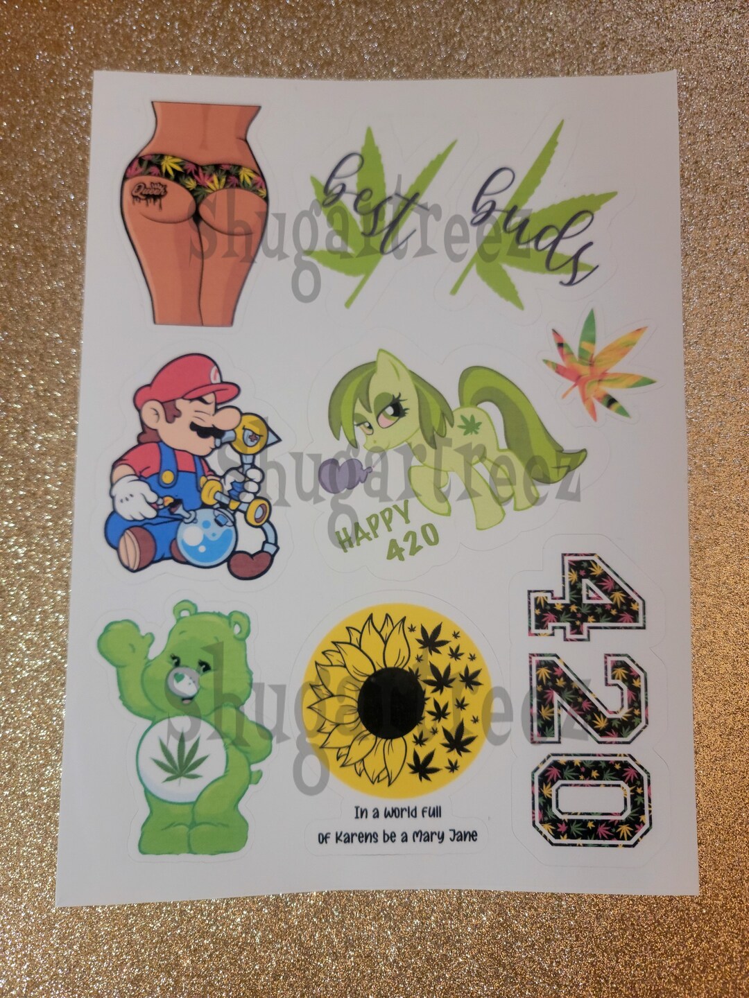 420 Stickers // Water Resistant Weed Stickers // Don't Care Bear ...