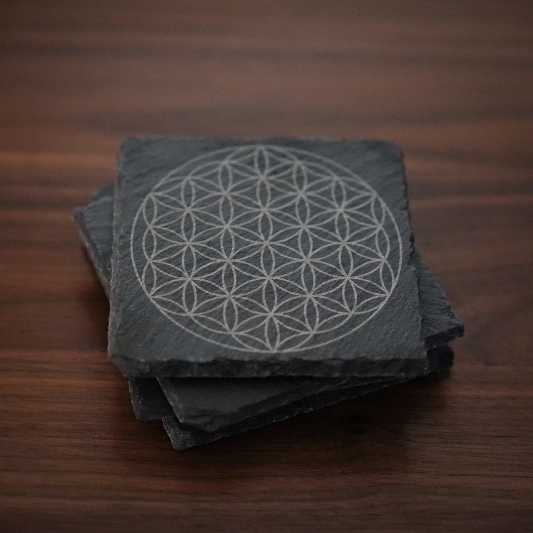 Sacred Geometry Slate Coaster Set pack of 4 - Etsy
