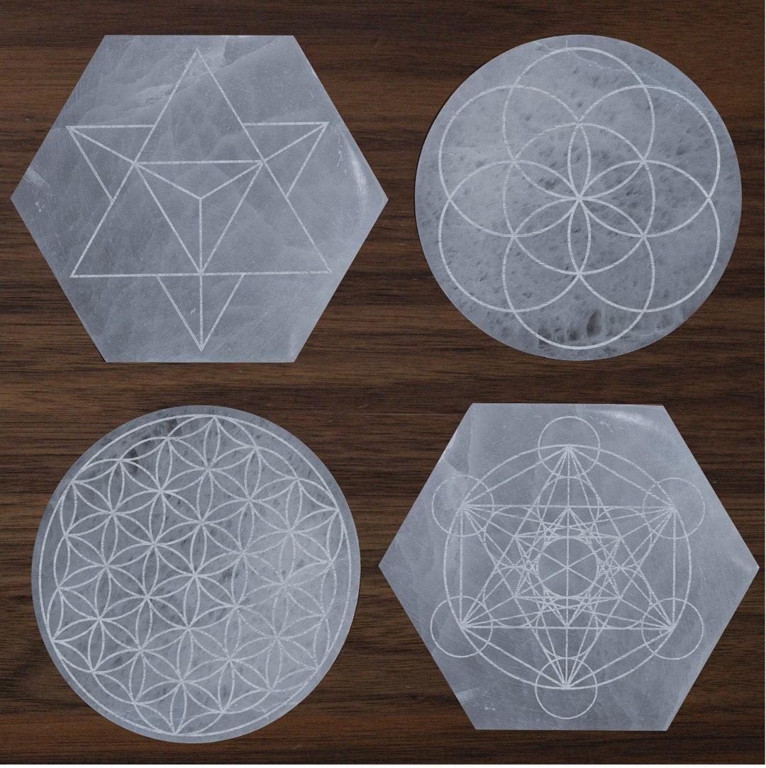 Crystal Grid Selenite Hexagon and Circle Charging Plates - Etsy