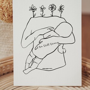 Cesarean Birth Line Art, I Am Strong, Positive Affirmation, Printable ...