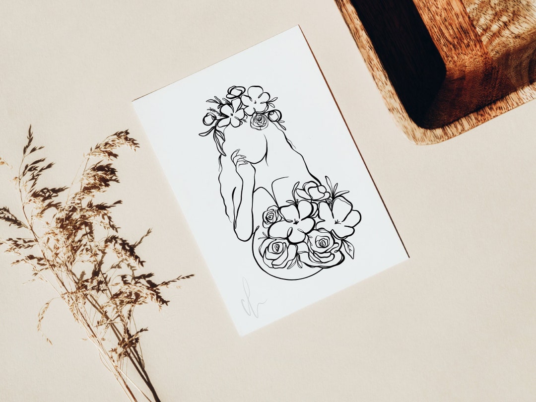 Floral Mama Line Art PNG File - Pregnant Woman Portrait Line Drawing ...